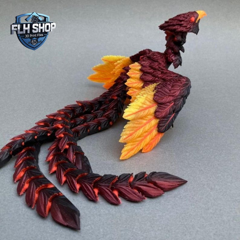 Articulated Phoenix STL File | Flexi Fire Bird 3D Print | Poseable ...