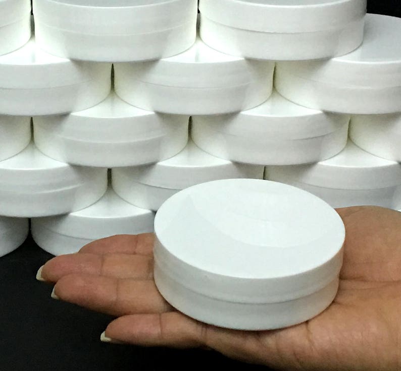 White Plastic Cosmetic Containers Straight Edge Low Profile | Etsy