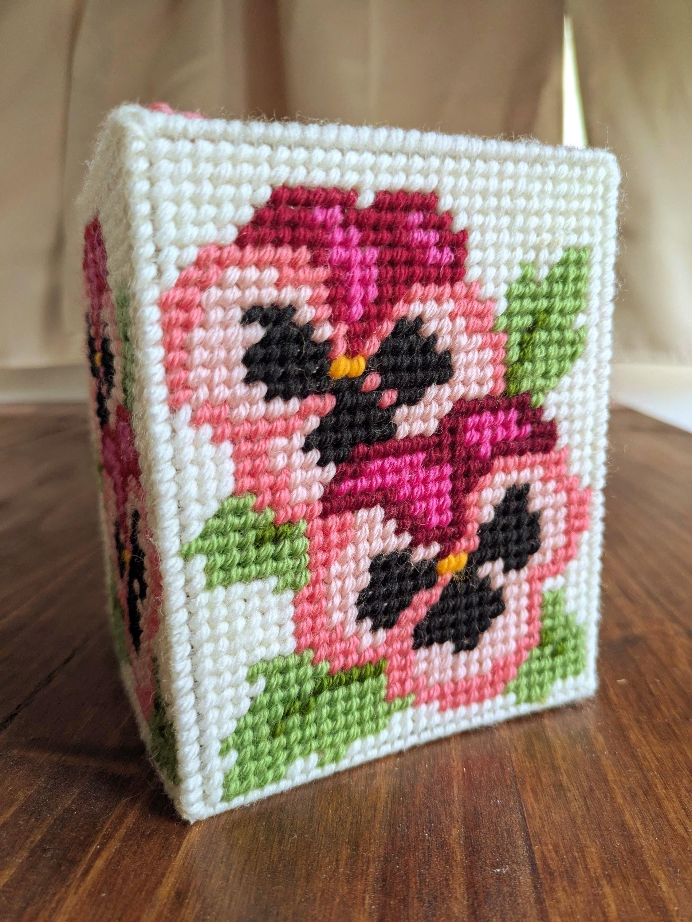 Vintage Needlepoint/plastic Canvas Tissue Box Cover - Etsy