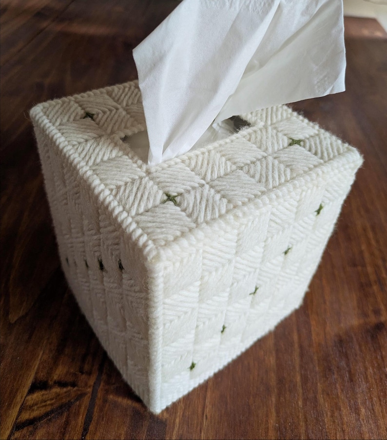 Vintage Needlepoint/plastic Canvas Tissue Box Cover - Etsy