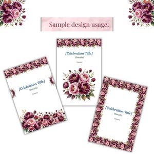 Burgundy Florals Clipart Set, Dark Red Watercolor Flowers, Fall Wedding ...