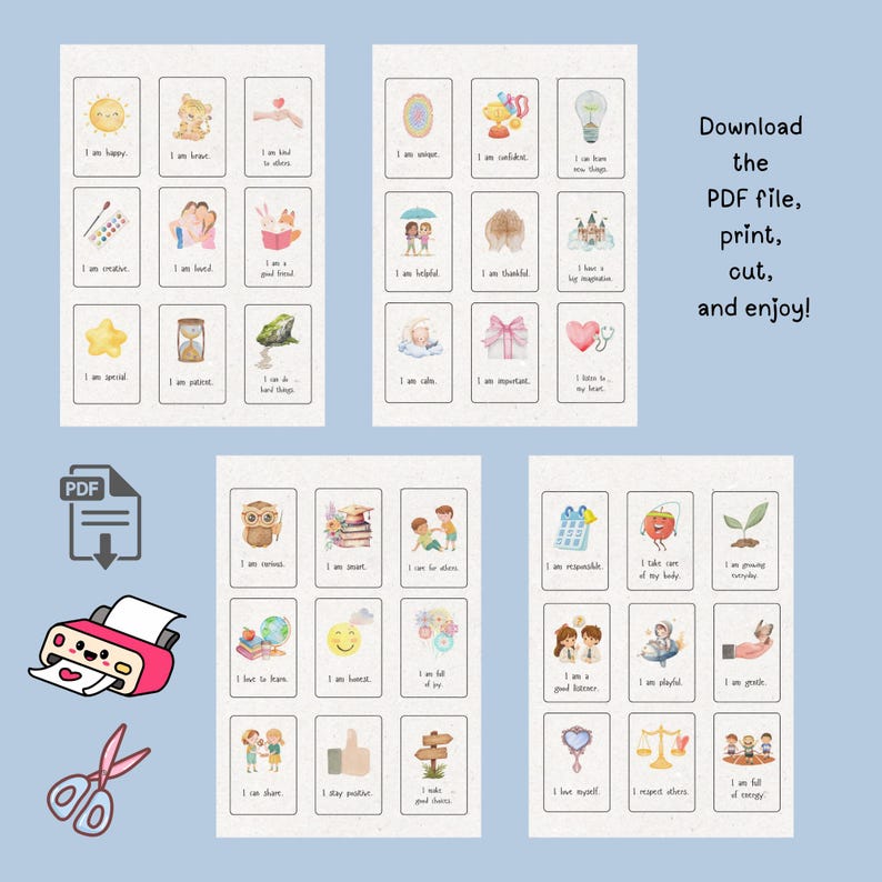 Printable Affirmation Cards for Kids Positive Affirmation Quotes for ...