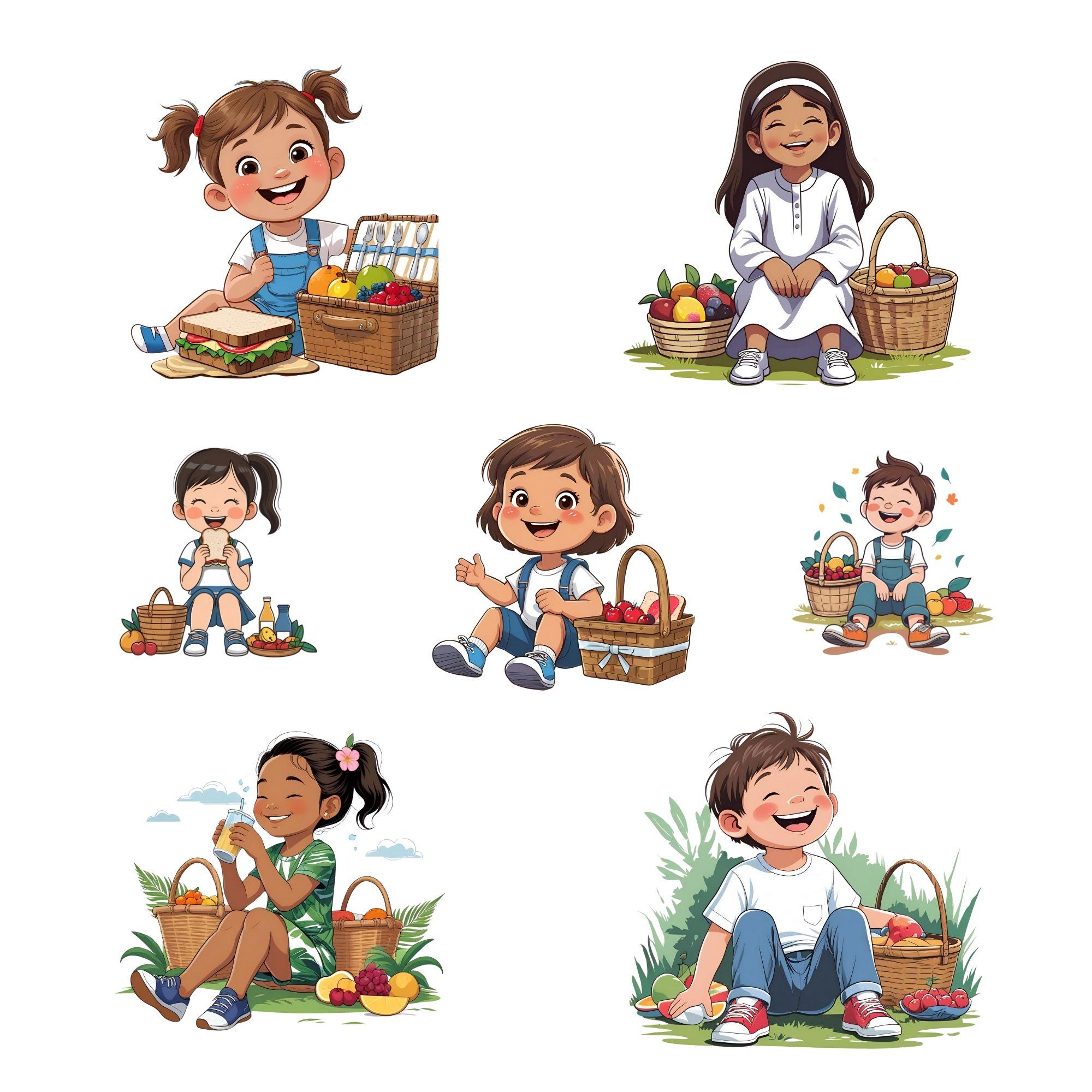 Kids Summer Picnic Clipart: Happy Children Pngs (digital Download) - Etsy