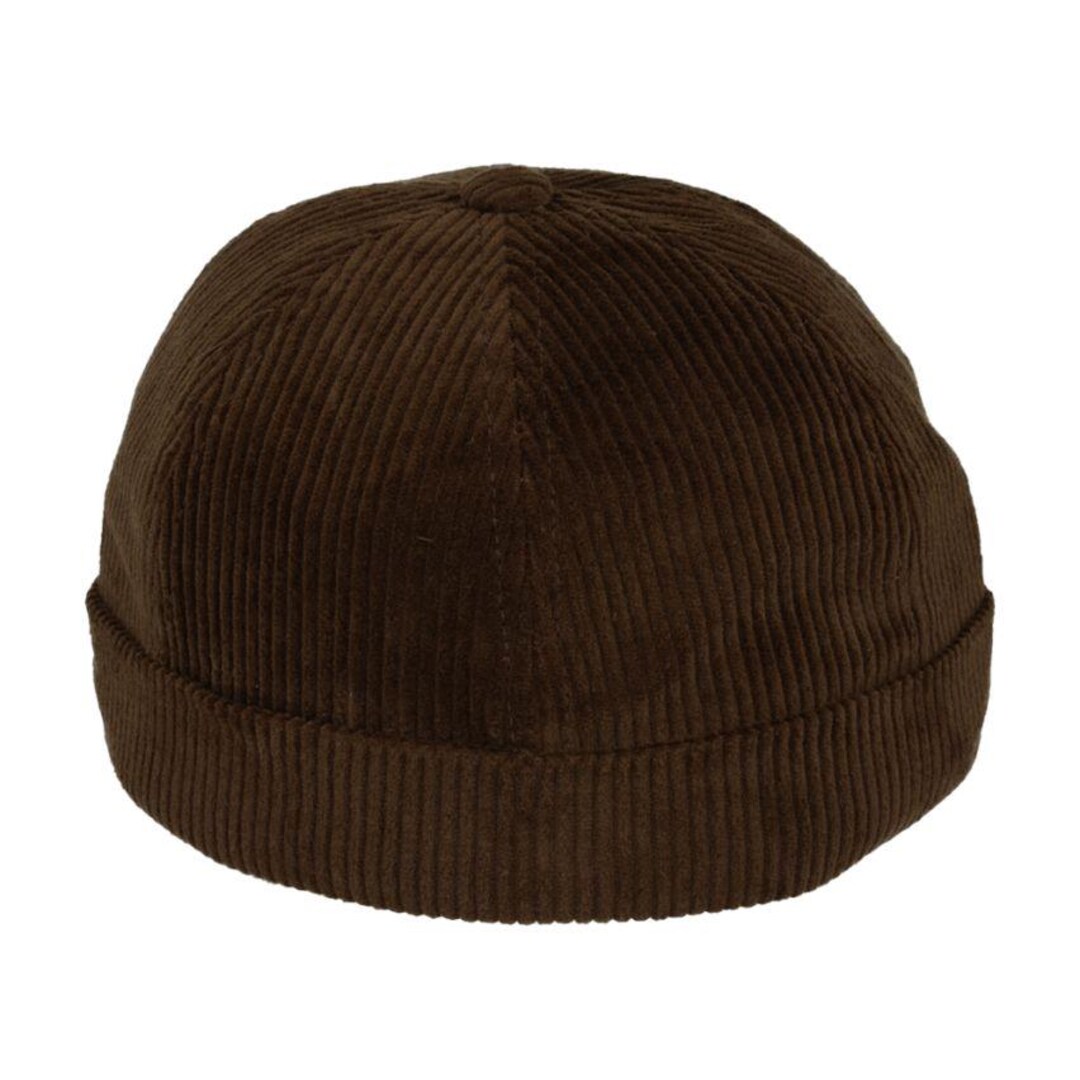 Corduroy Brimless Docker Hat Retro Rolled Cuff Fisherman Cap Unisex ...