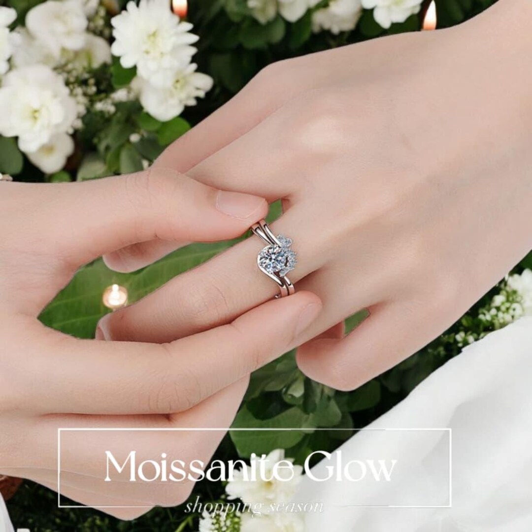 0.8ct Carat Moissanite Engagement Ring GRA Certified, 925 Silver PT950 White Gold Plated, D ...