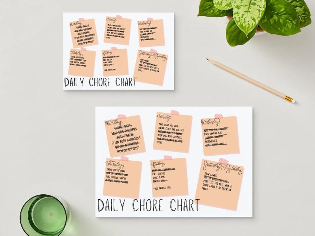 ADHD Daily Chore Chart | Printable Routine Tracker | Fridge Planner ...