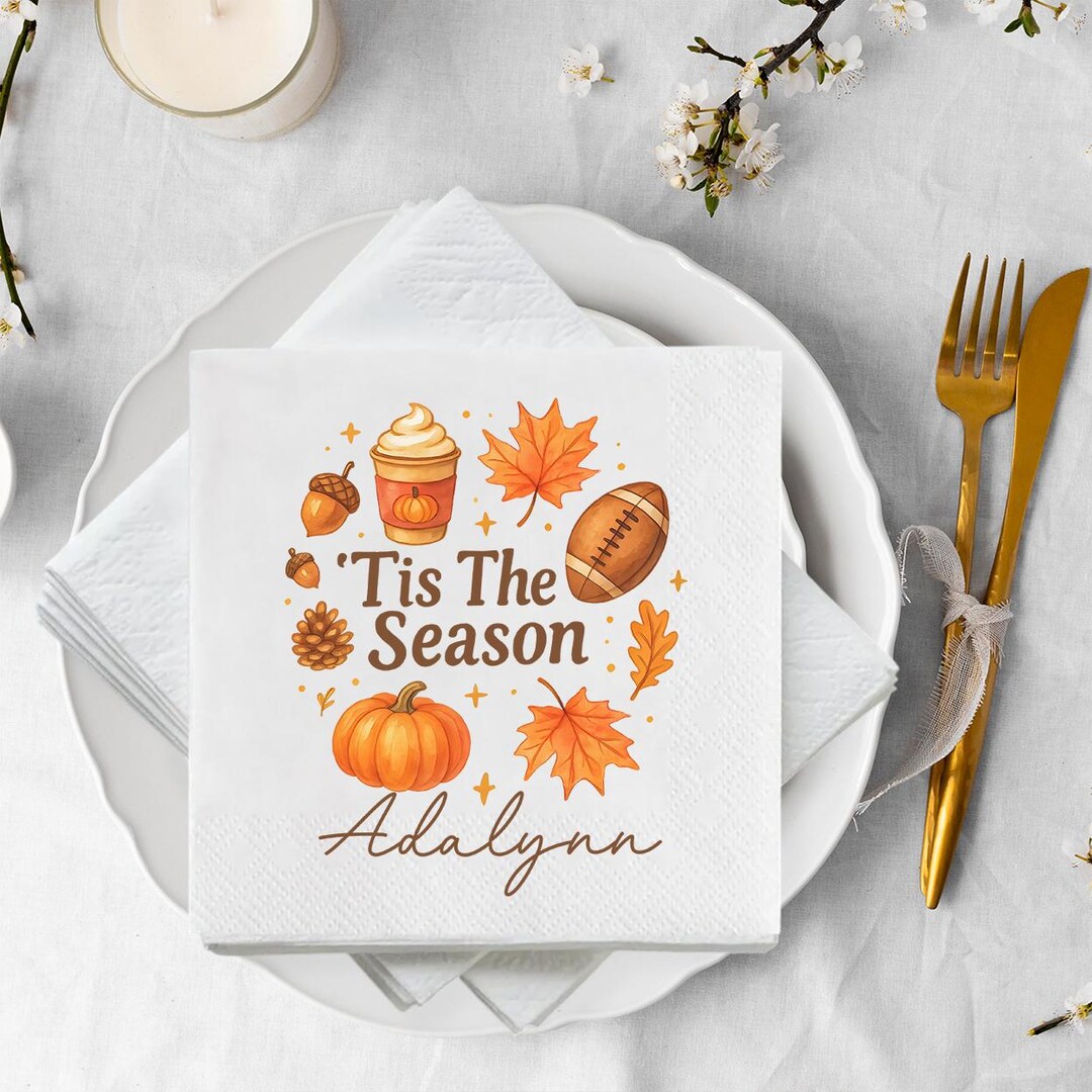 Personalized Fall Football Napkins – Thanksgiving Party Decor - Etsy