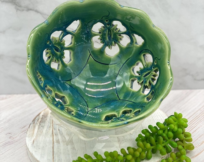 Handmade Ceramic Fruit Colander, Strainer Bowl Set, Kitchen Display ...