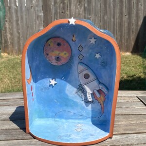 Handmade Spaceship Pottery Clay Ceramic Hanging Wall Shelf, Altar ...