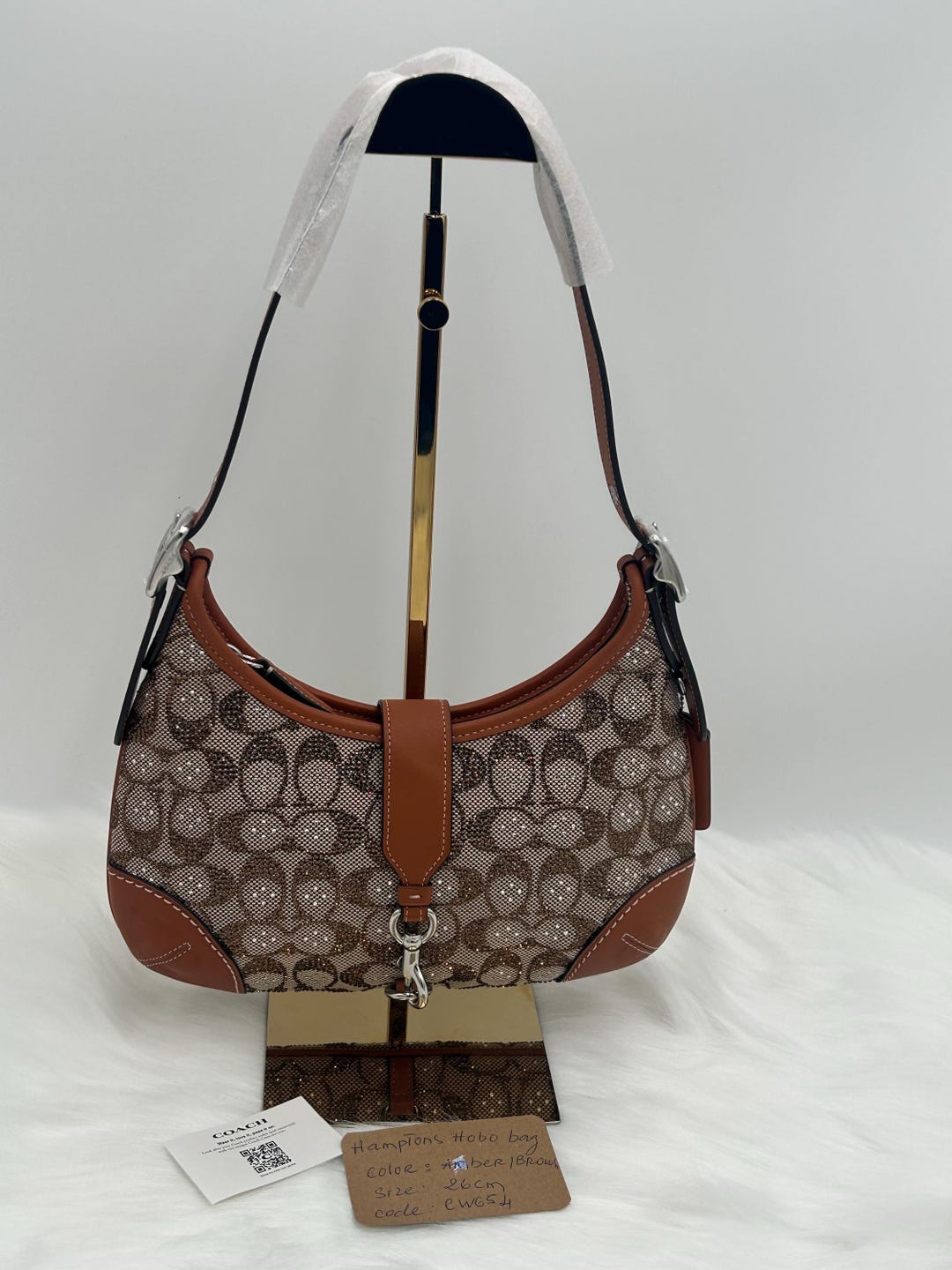 New Authentic Coach Hamptons Hobo Bag in Crystal Signature Jacquard ...