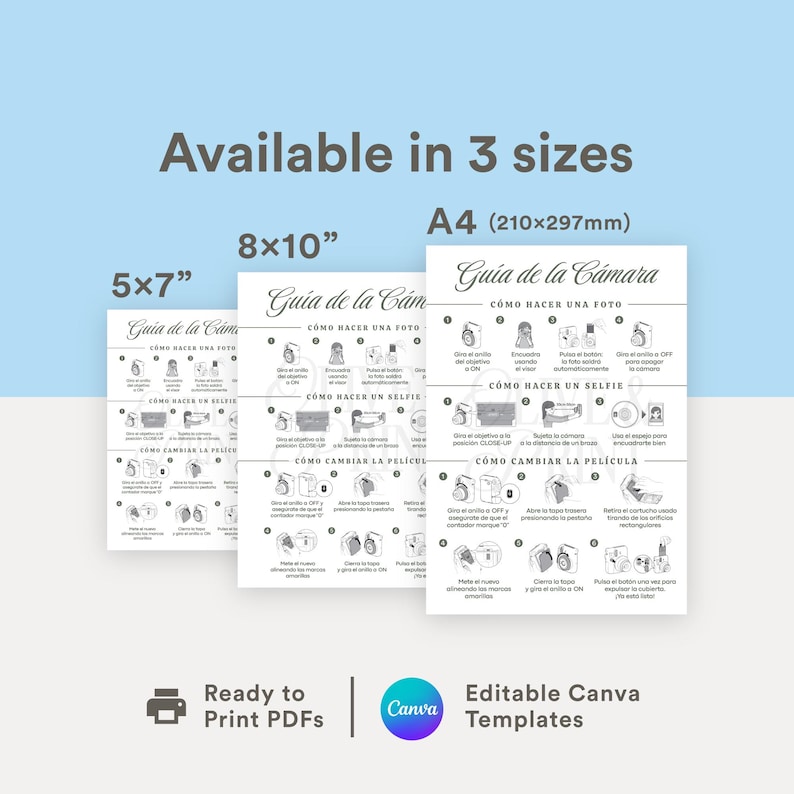 Spanish | Fujifilm Instax Mini 12 Wedding Camera Guide: Editable Canva ...
