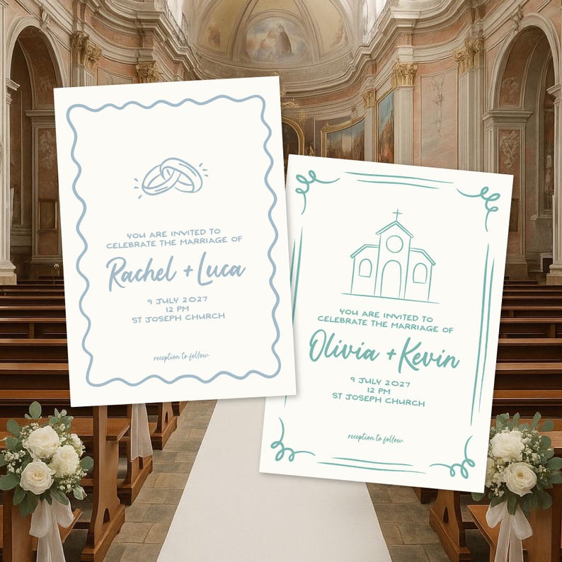 Whimsical Church Wedding Clipart Set (SVG, PNG, Canva | Digital ...