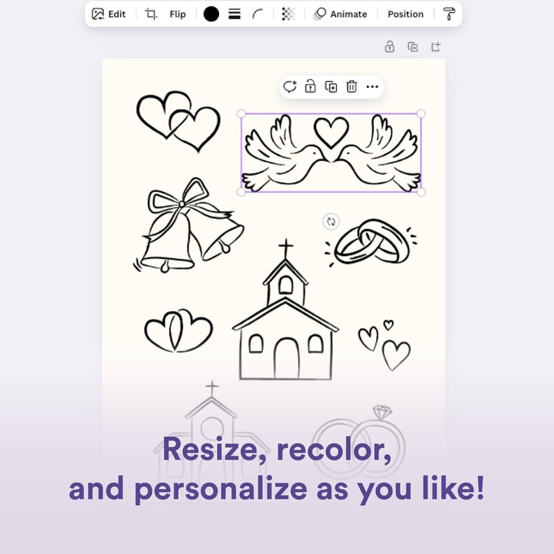 Whimsical Church Wedding Clipart Set (SVG, PNG, Canva | Digital ...