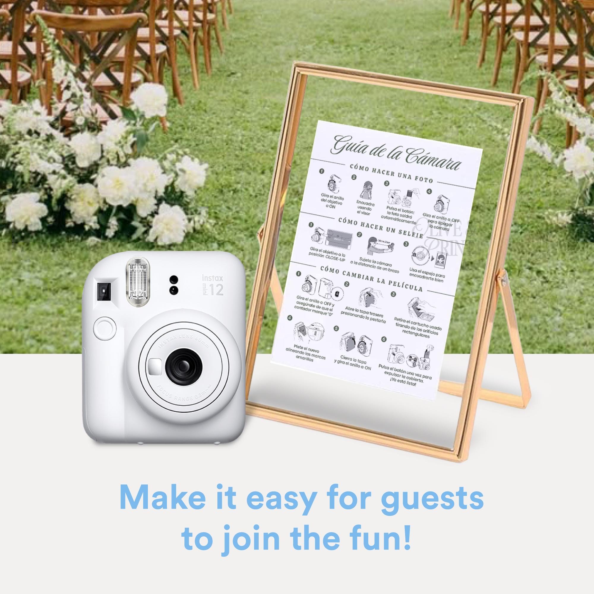 Spanish | Fujifilm Instax Mini 12 Wedding Camera Guide: Editable Canva ...
