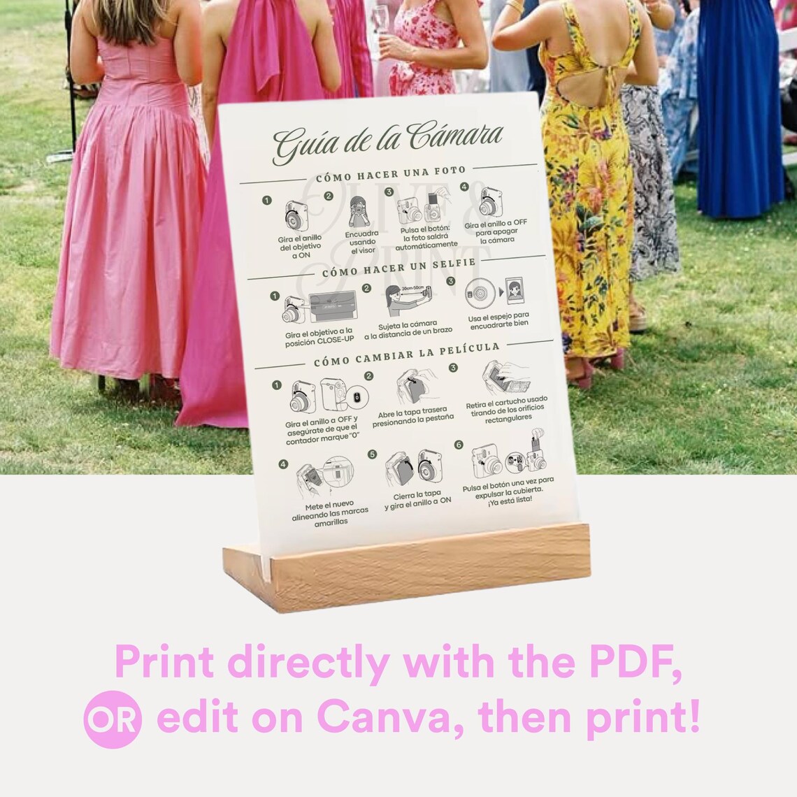 Spanish | Fujifilm Instax Mini 12 Wedding Camera Guide: Editable Canva ...