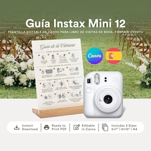 Spanish | Fujifilm Instax Mini 12 Wedding Camera Guide: Editable Canva ...