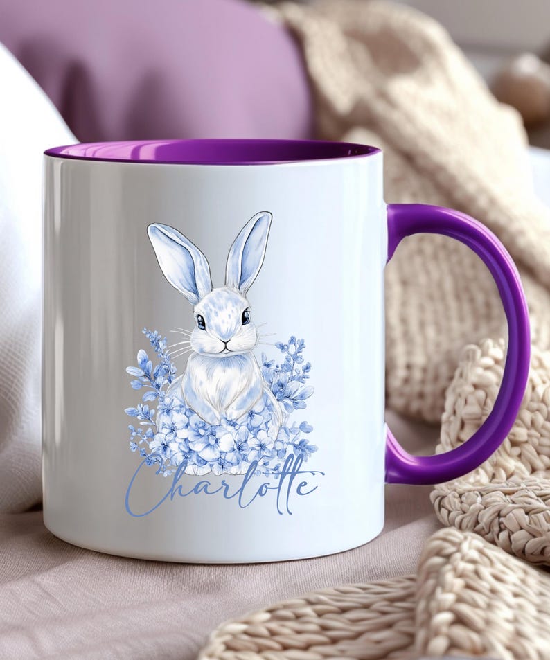 Personalized Easter Bunny Mug With Name, Cute Rabbit Mug, Bunny Coffee ...