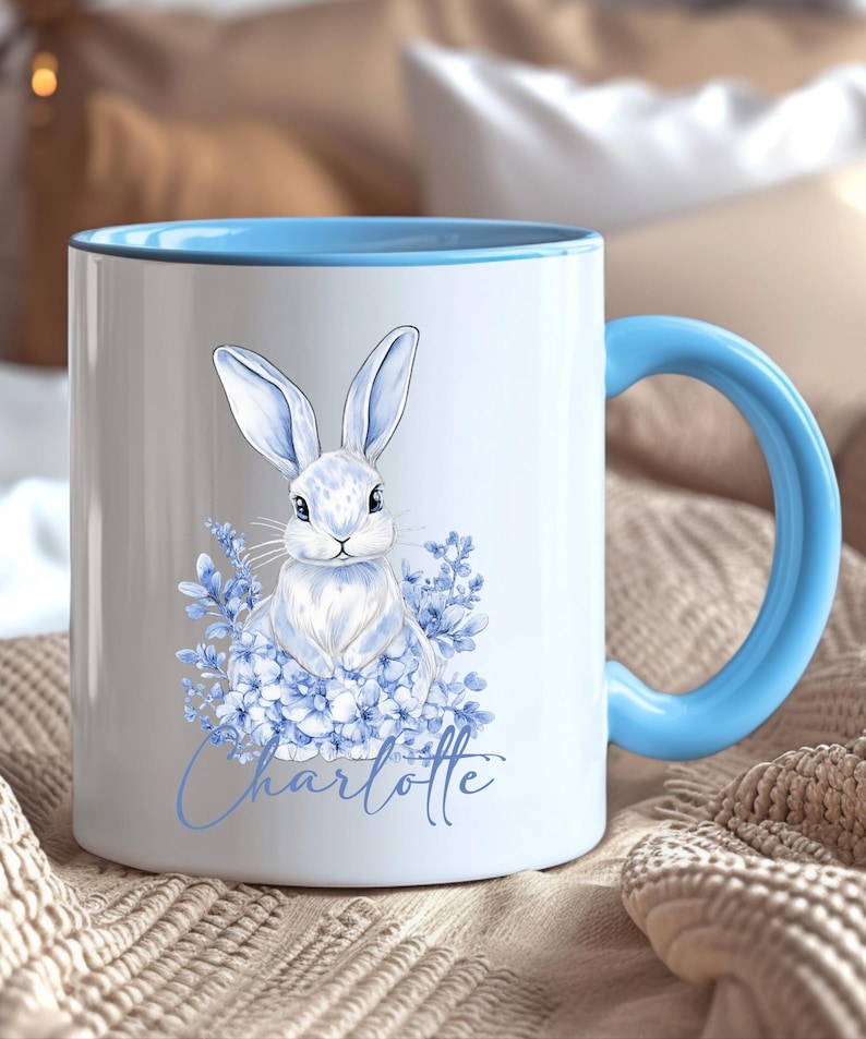 Personalized Easter Bunny Mug With Name, Cute Rabbit Mug, Bunny Coffee ...