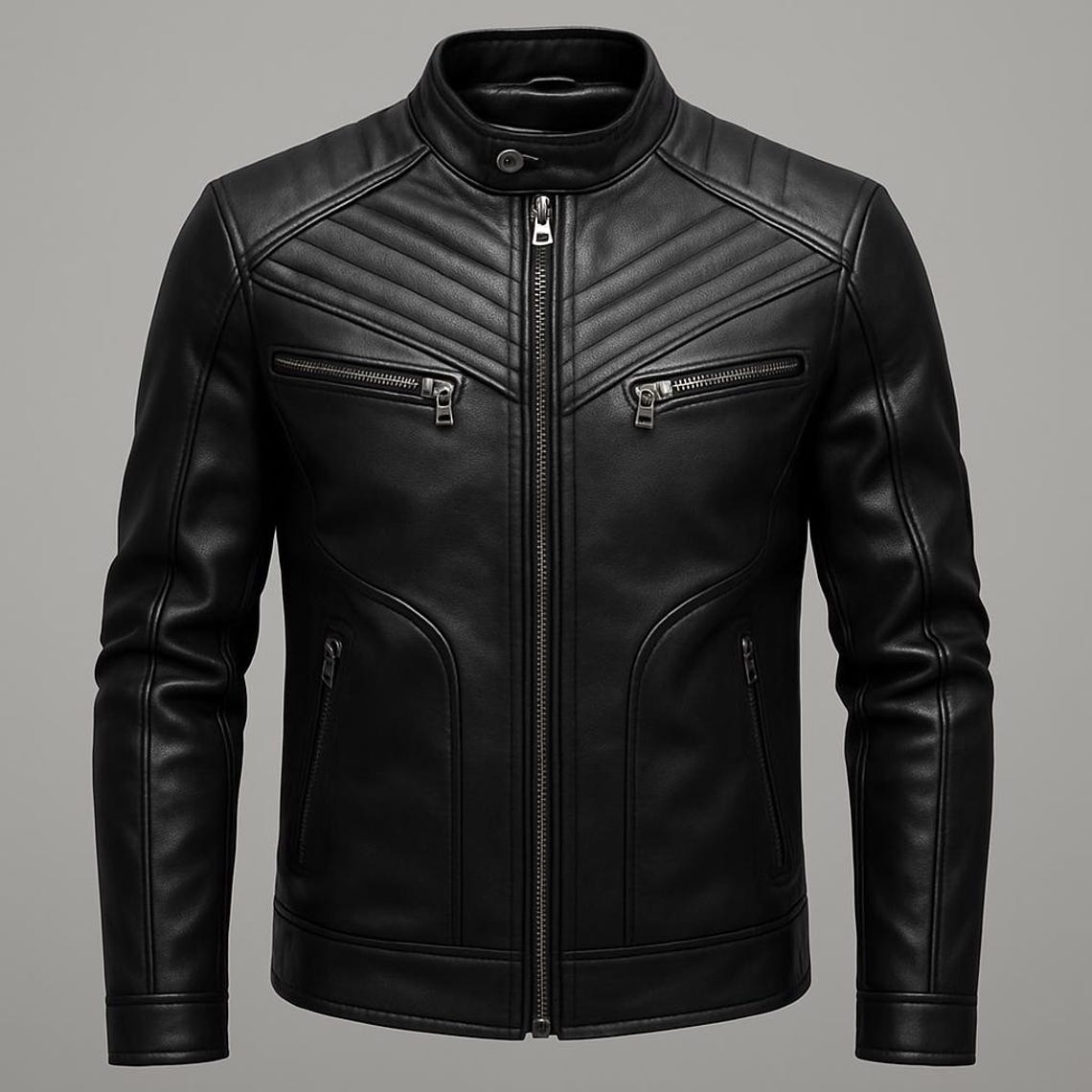 Men’s Leather Biker Jacket | Classic Quilted Moto Style Coat - Etsy