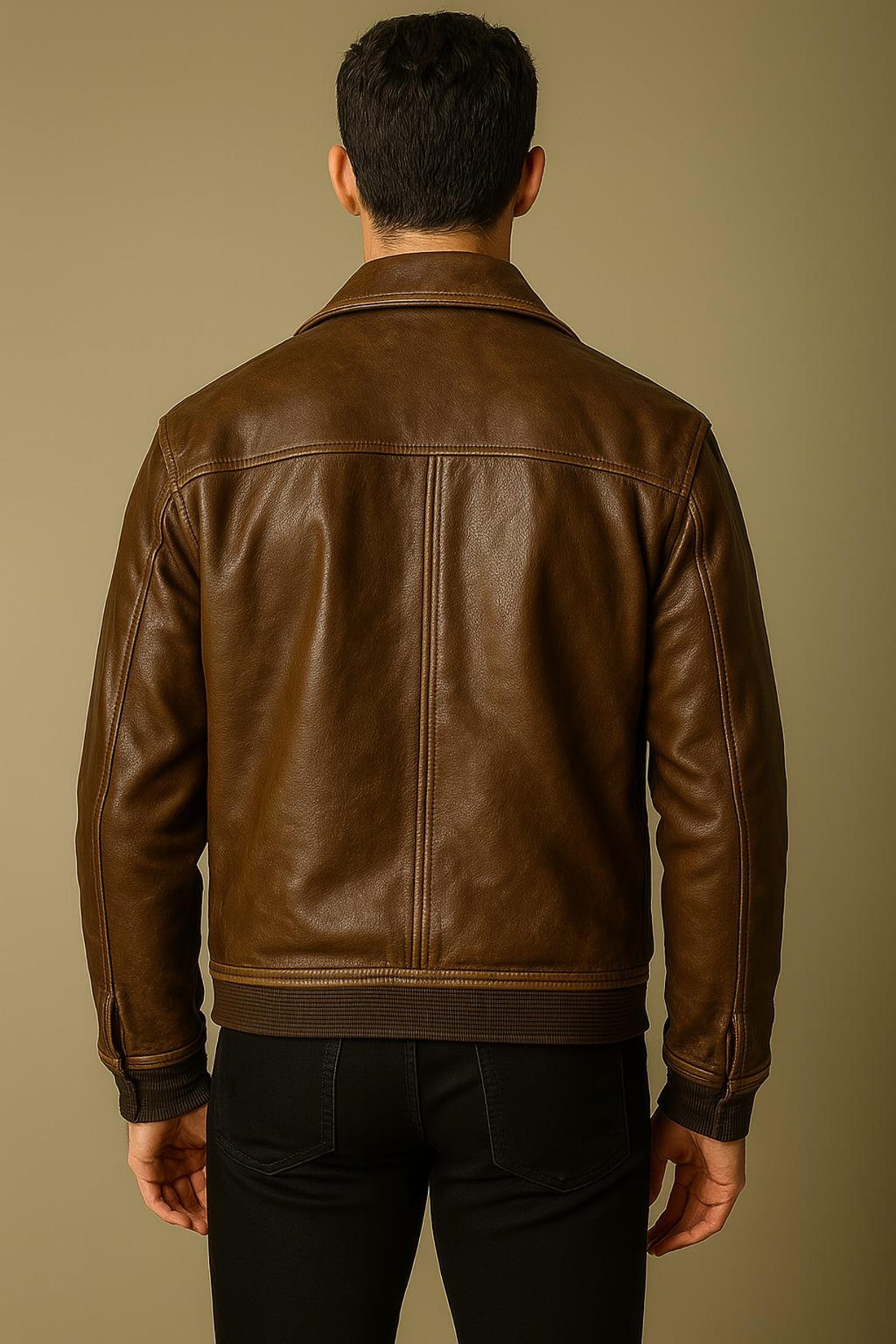 Handmade Men’s Vintage Leather Bomber Jacket – Classic Zip-up Aviator ...