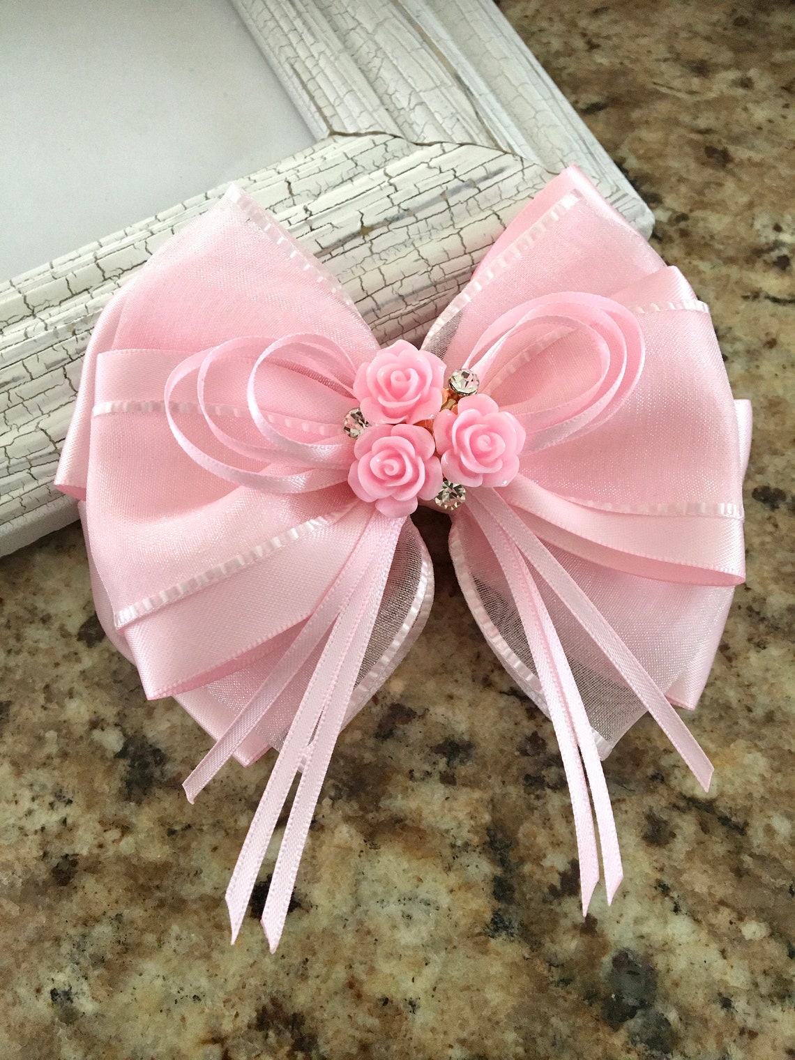 Pink Hair Bow,flower Girl Hair Bow,hair Bow,wedding Hair Bow,hair ...