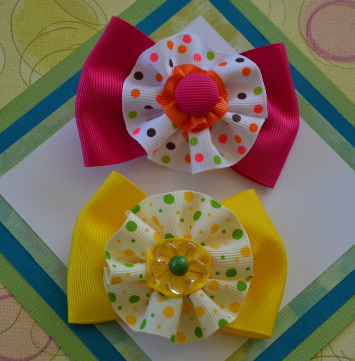 Yellow Hair Clipsyellow Hair Bowspink Hair Clippink Hair - Etsy