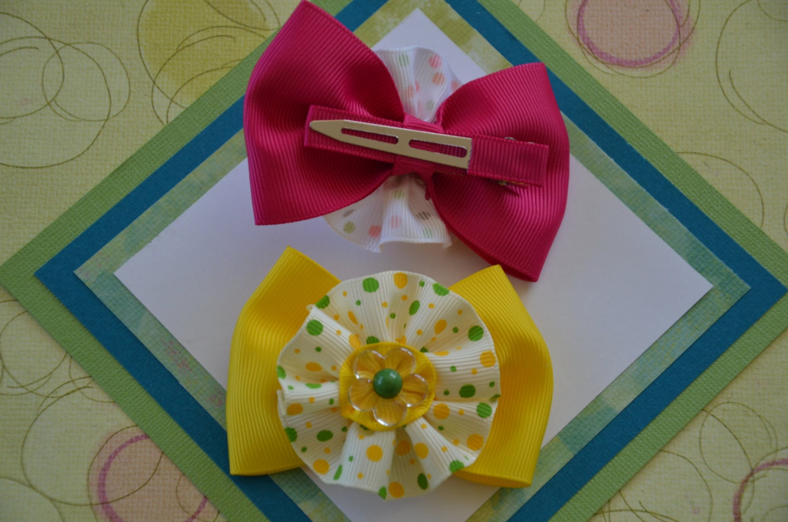 Yellow Hair Clipsyellow Hair Bowspink Hair Clippink Hair - Etsy
