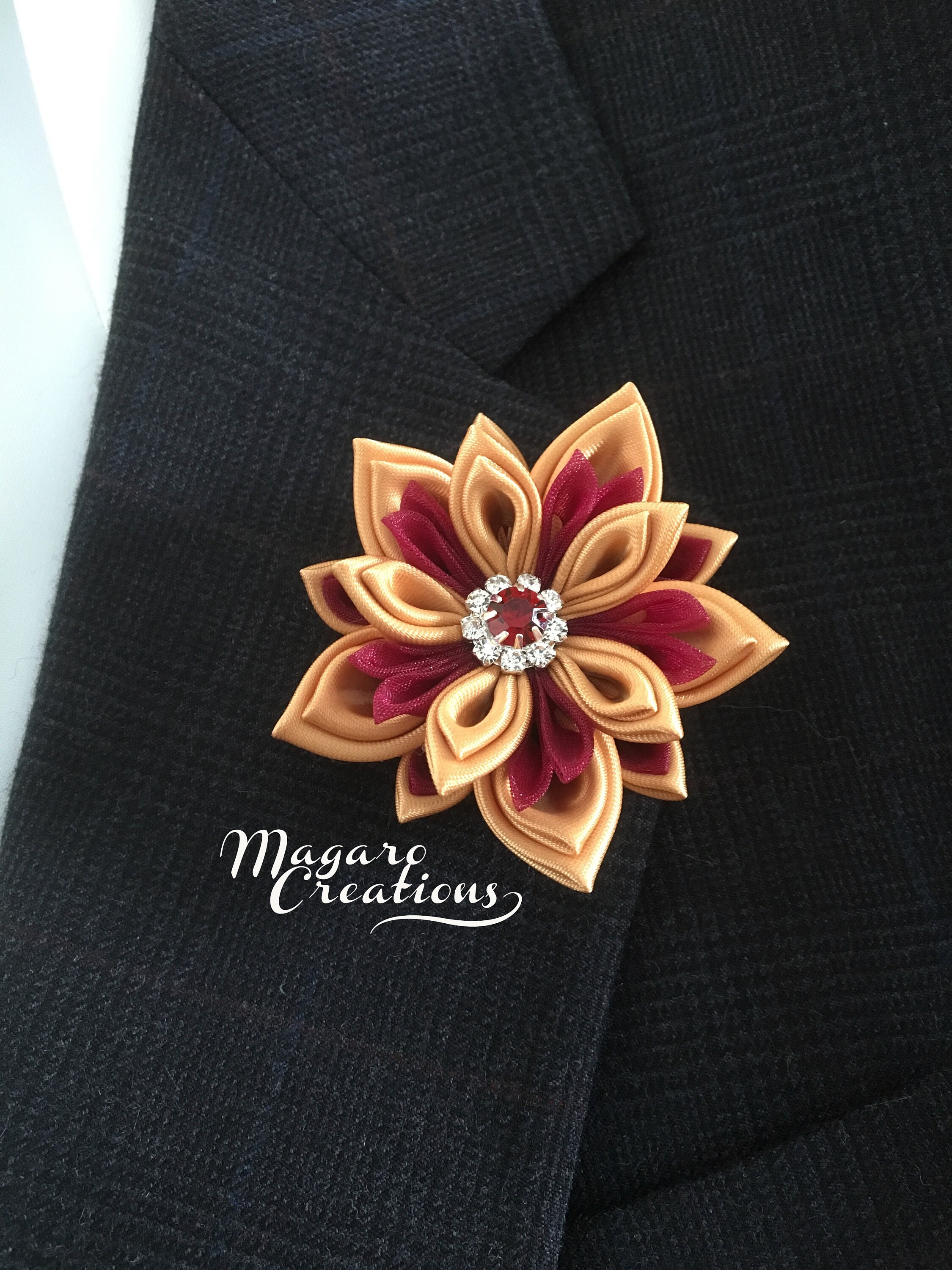 Wedding Boutonniere,men’s Flower Lapel Pin,gold Boutonniere,groom ...