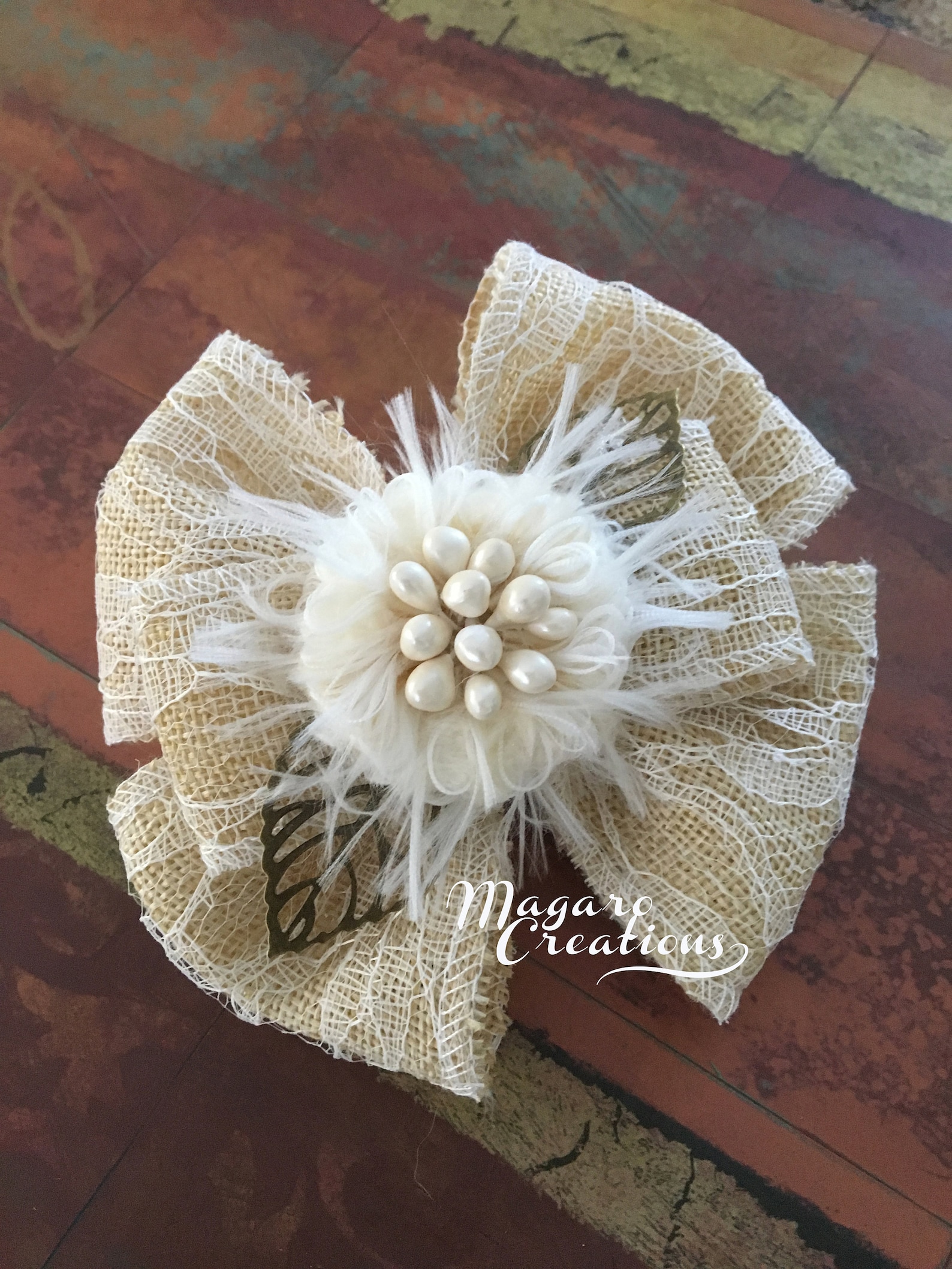 Wedding Hair Bow,rustic Hair Bow,ivory Hair Bow,hair Bow,1st Communion ...