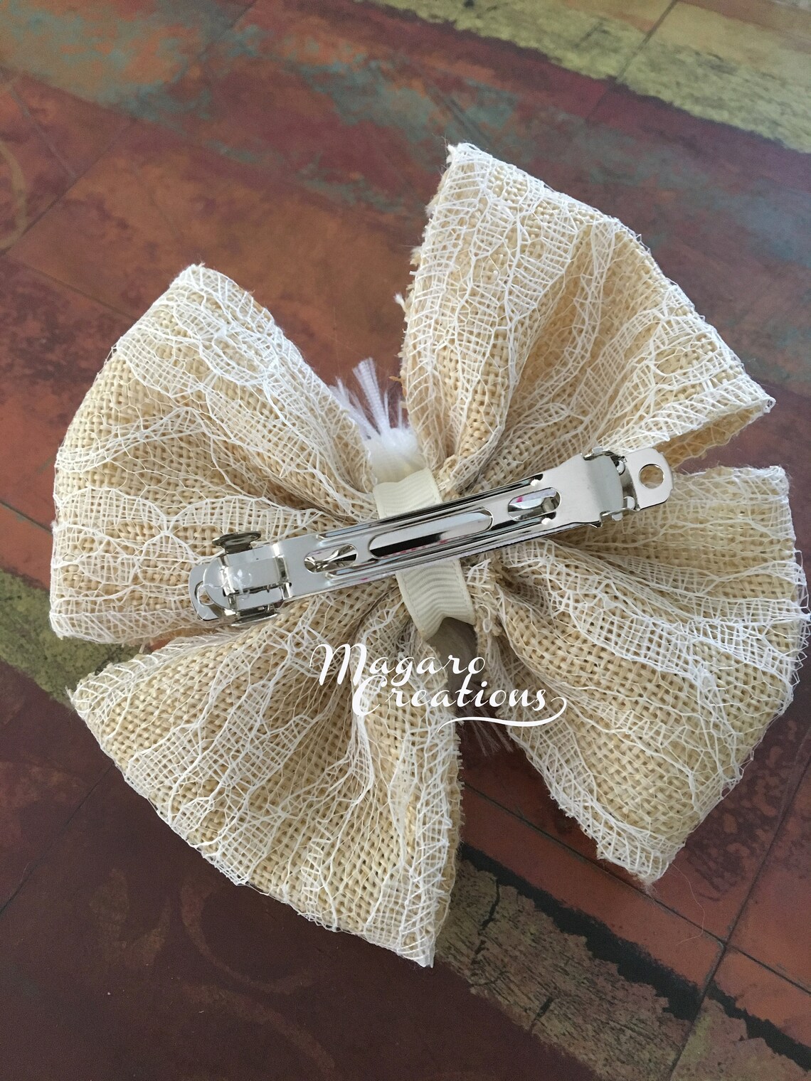 Wedding Hair Bow,rustic Hair Bow,ivory Hair Bow,hair Bow,1st Communion ...