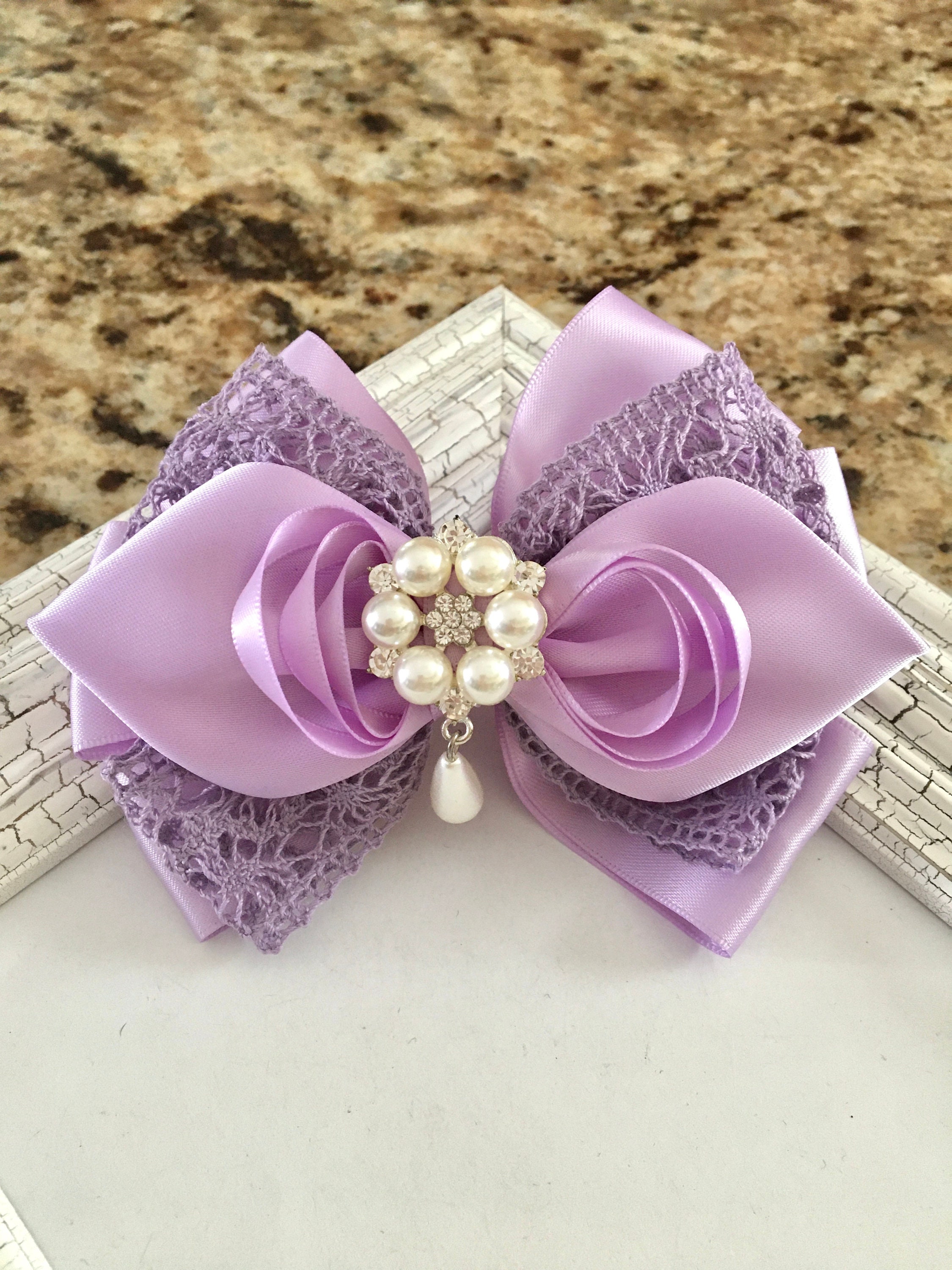 Purple Hair Bow,flower Girl Hair Bow,hair Bow,wedding Hair Bow,hair ...