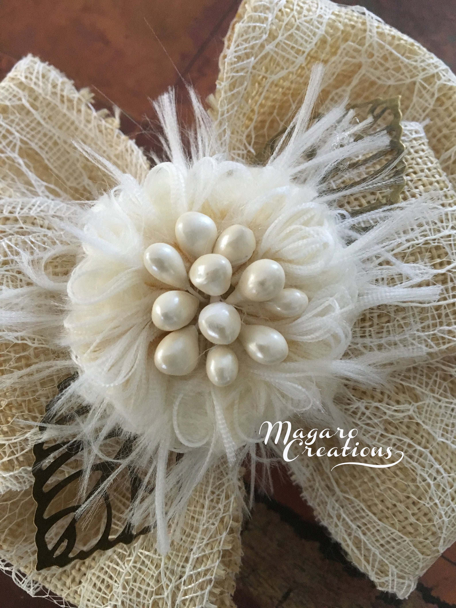 Wedding Hair Bow,rustic Hair Bow,ivory Hair Bow,hair Bow,1st Communion ...