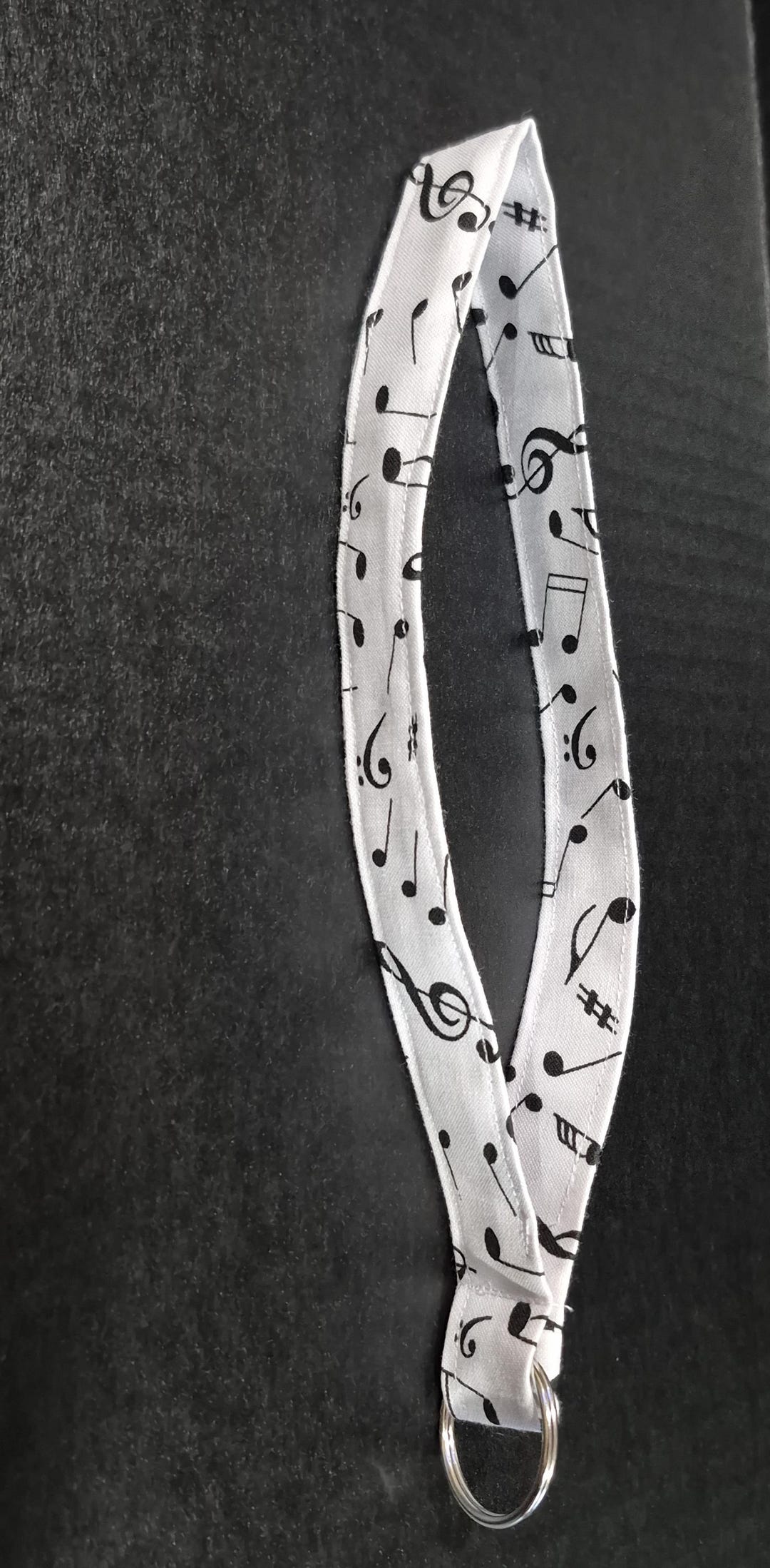 Lanyard Music Notes Key Ring Black, White, One Inch - Etsy