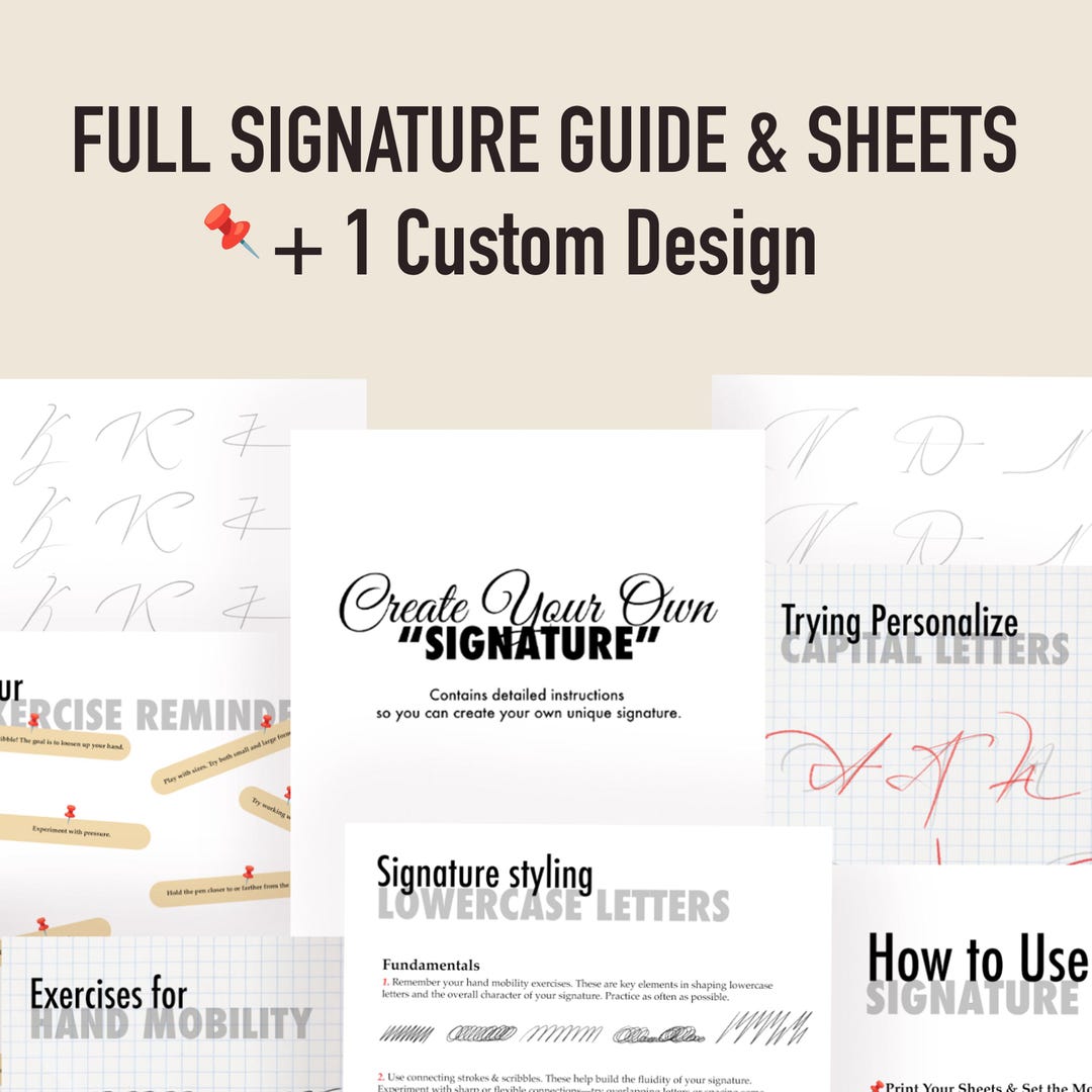 Signature Design Guide, Custom Signature Practice Sheet, A4 PDF Digital ...