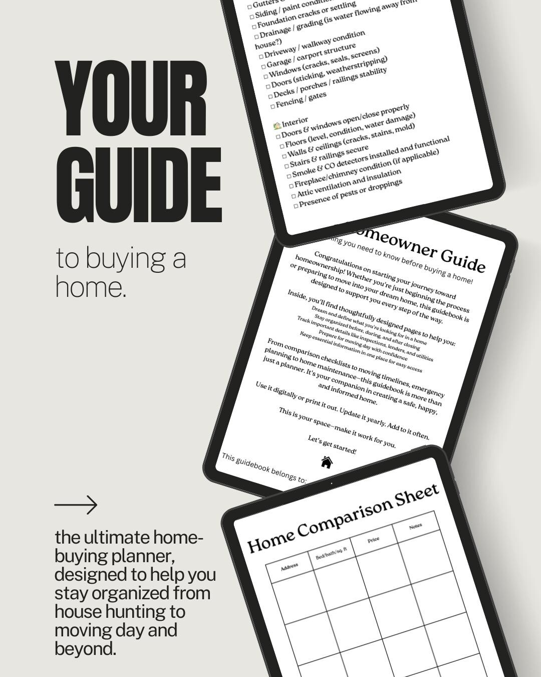 New Homeowner Guide Printable | Home Buying Organizer Binder | First ...