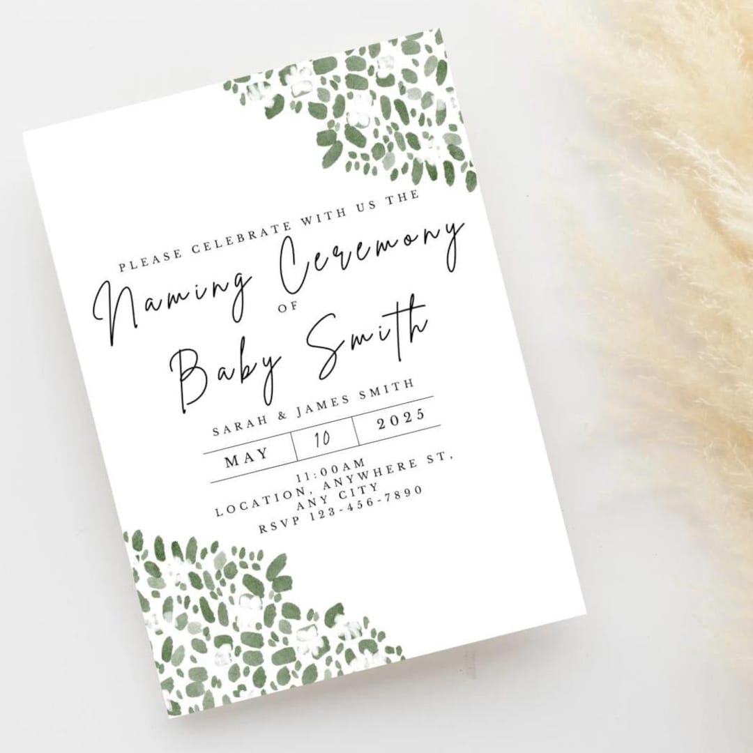 Modern Naming Ceremony Invitation | Editable Canva Baby Template | A5 ...