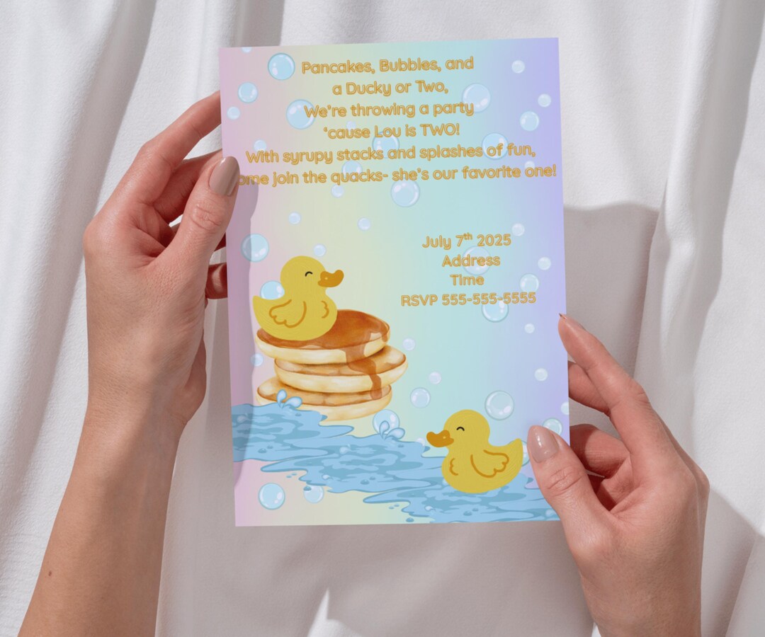 Duck Themed Birthday Invitation, Girl Birthday Invitation, Boy Birthday ...