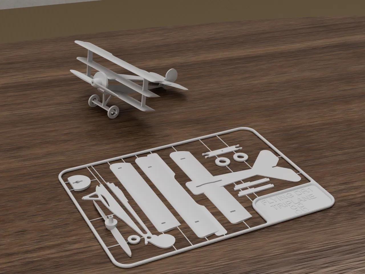 Flying WWI Fokker DR1 Triplane STL Kit Card – Elastic Powered 3D ...