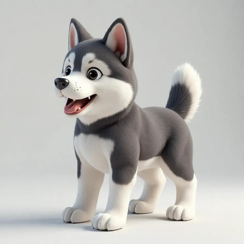 Husky Dog STL Detailed 3D Printable Model Realistic Canine Figurine for ...