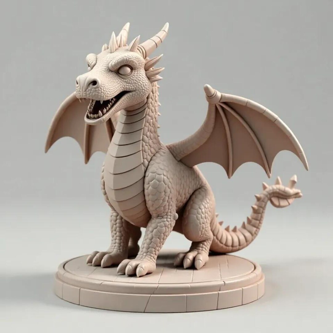 Dragon With a Base STL File for 3D Printing – Fantasy Miniature Figure ...