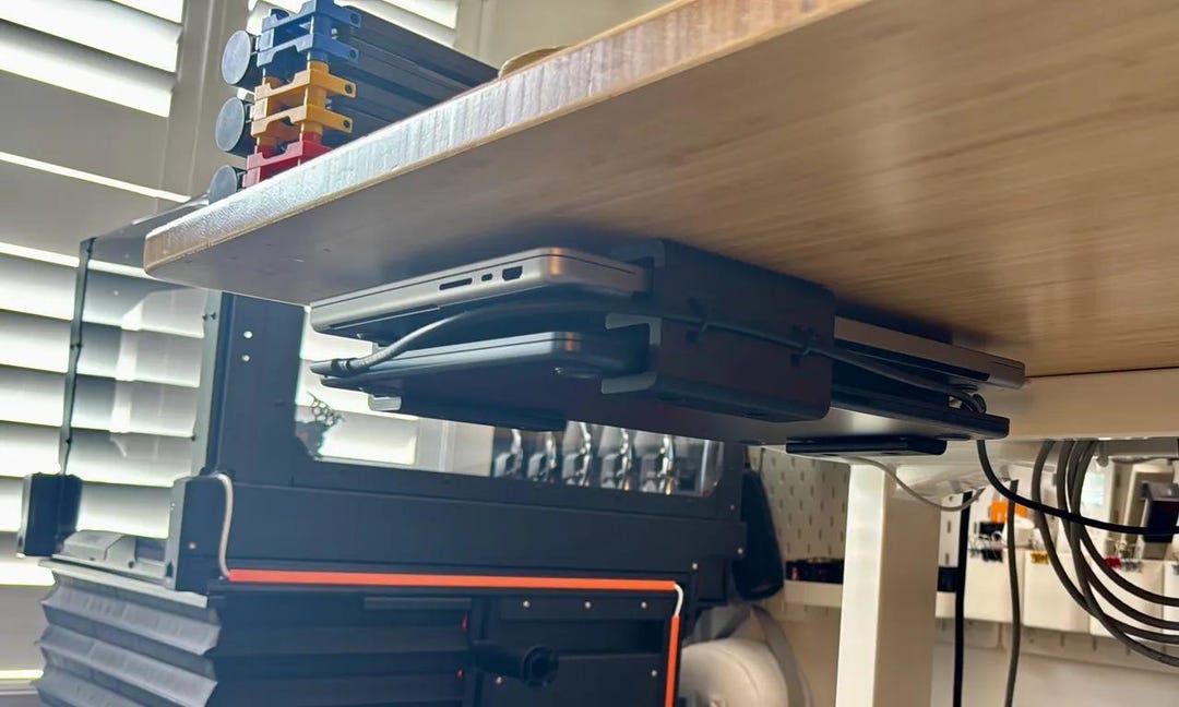 Dual Under-desk Laptop Mount STL 3D Printable Bracket Holder for Secure ...