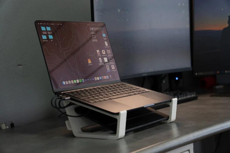 STL Minimalist Laptop Stand With Cable Management – 3D Printable Desk ...
