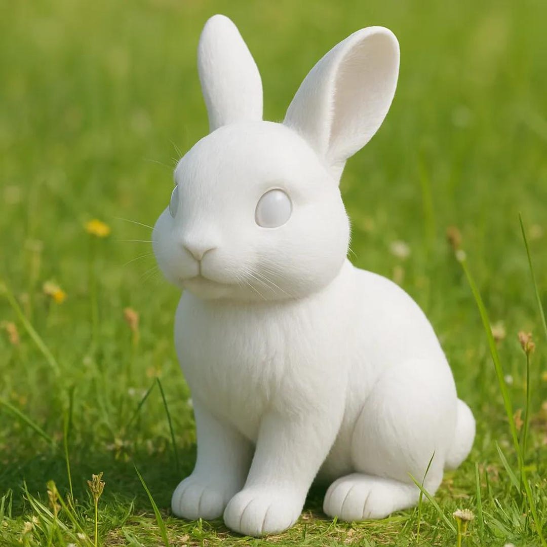 Cute Bunny STL File for 3D Printing – White Rabbit Figurine With ...