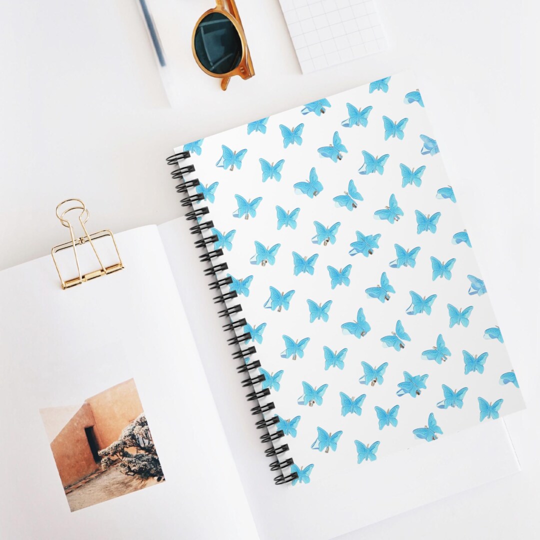 Blue Butterfly Spiral Notebook | Y2K Stationery | 90s Aesthetic Journal ...