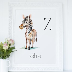 French Alphabet Poster – Z for Zèbre – Digital Nursery Print | French ...