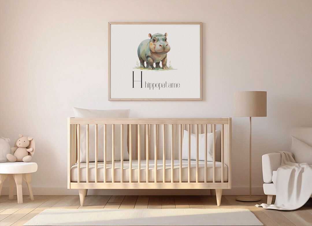 French Alphabet Poster – H for Hippopotame – Digital Nursery Print ...