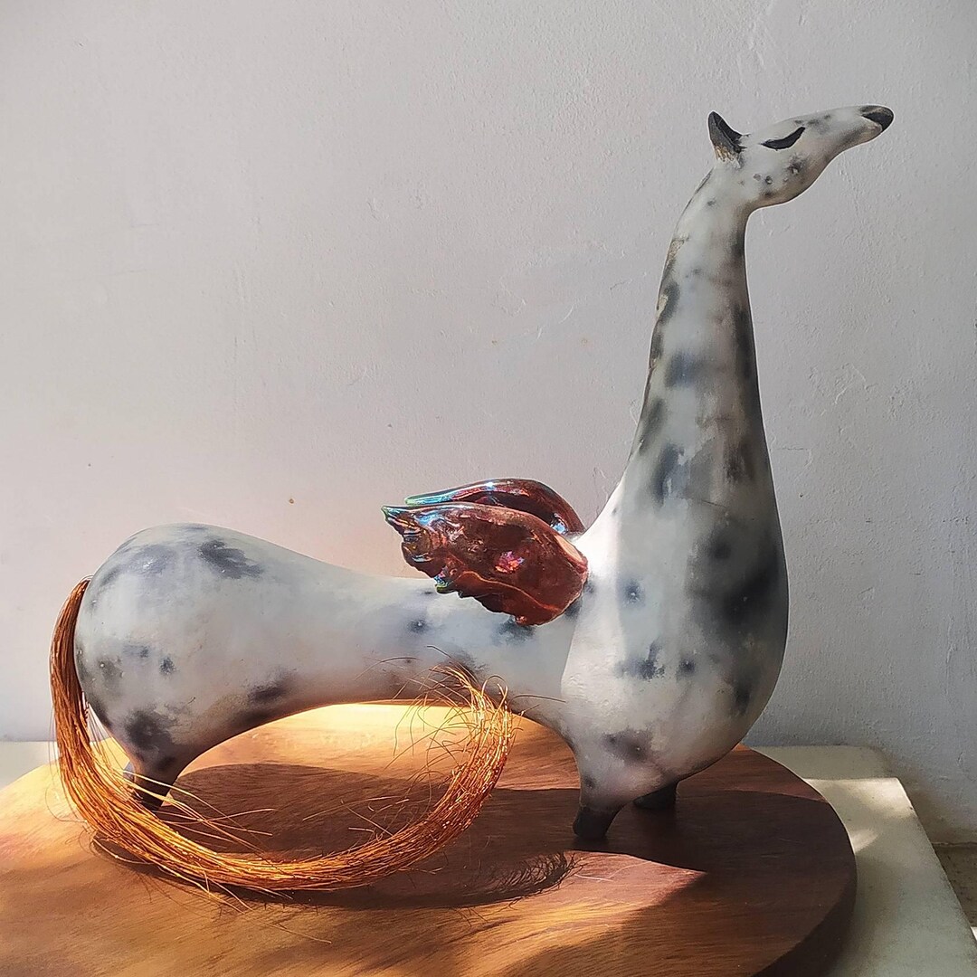 Ceramic Horse Figure Made in a Unique Raku Technique Withl. Dreaming of ...