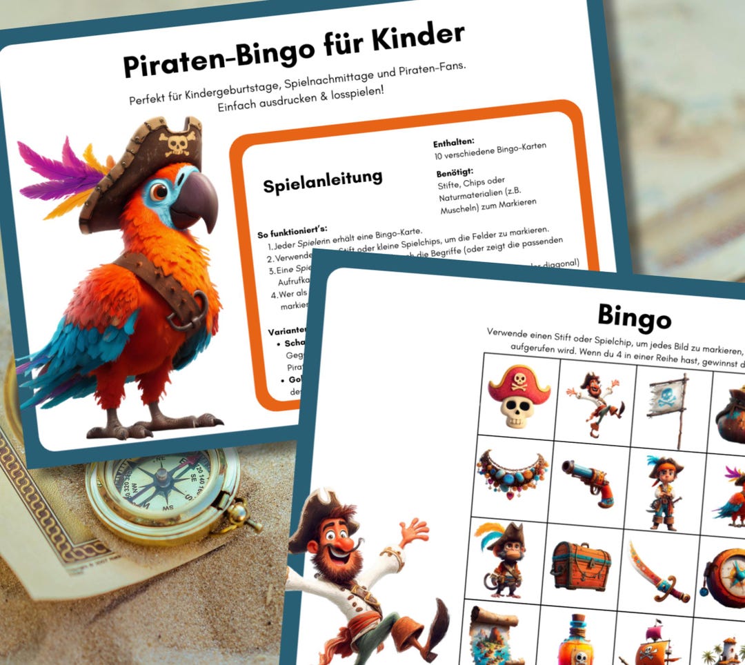 Pirate Bingo Game for Kids | Printable Pirate Party Game | Treasure ...