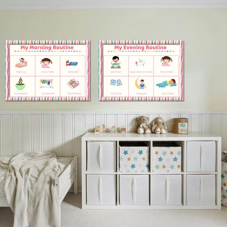 Morning and Evening Routine Chart Bundle for Kids/printable Visual ...