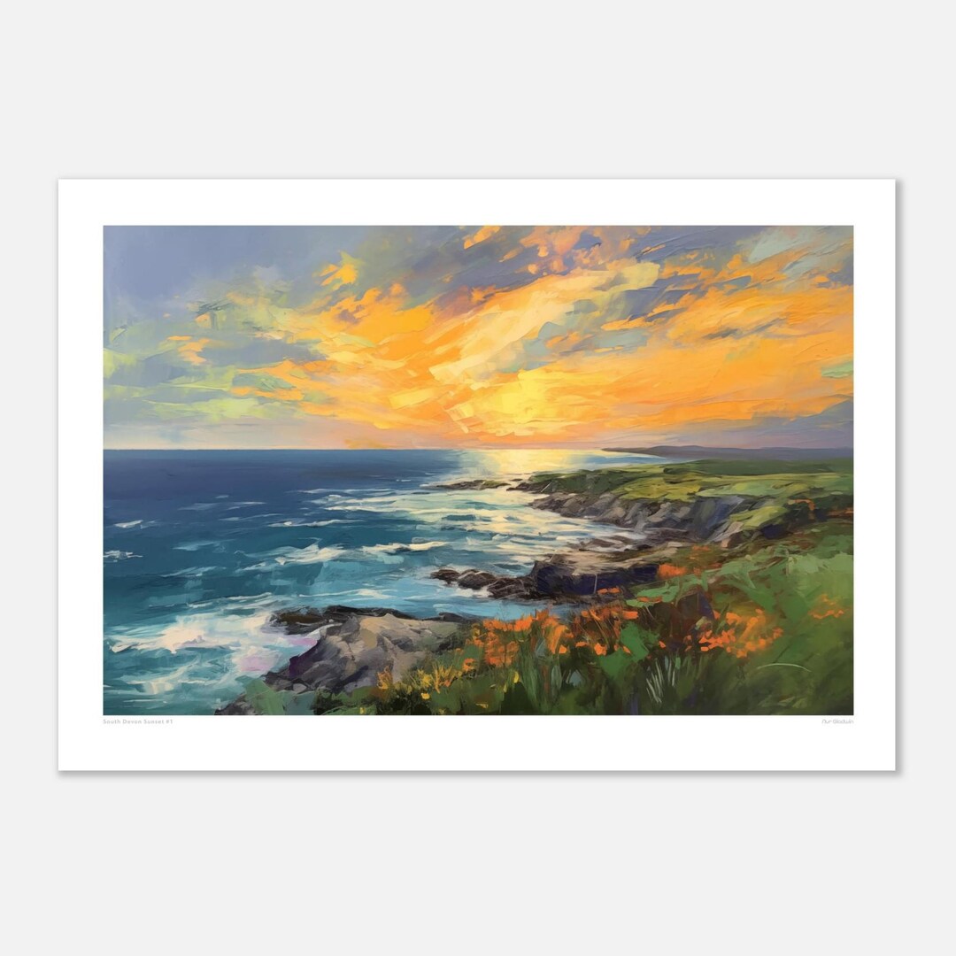 South Devon Sunset #1 – Fine Art Print – Orange & Blue Abstract ...